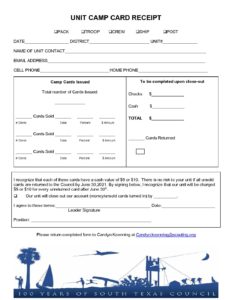 2021 UNIT CAMP CARD RECEIPT_STCBSA - South Texas Council